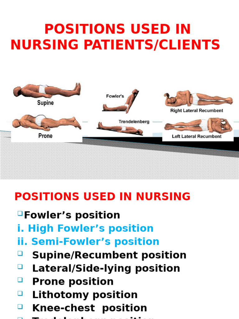 Nursing Patient Positioning Guide | PDF | Anatomical Terms Of Motion ...