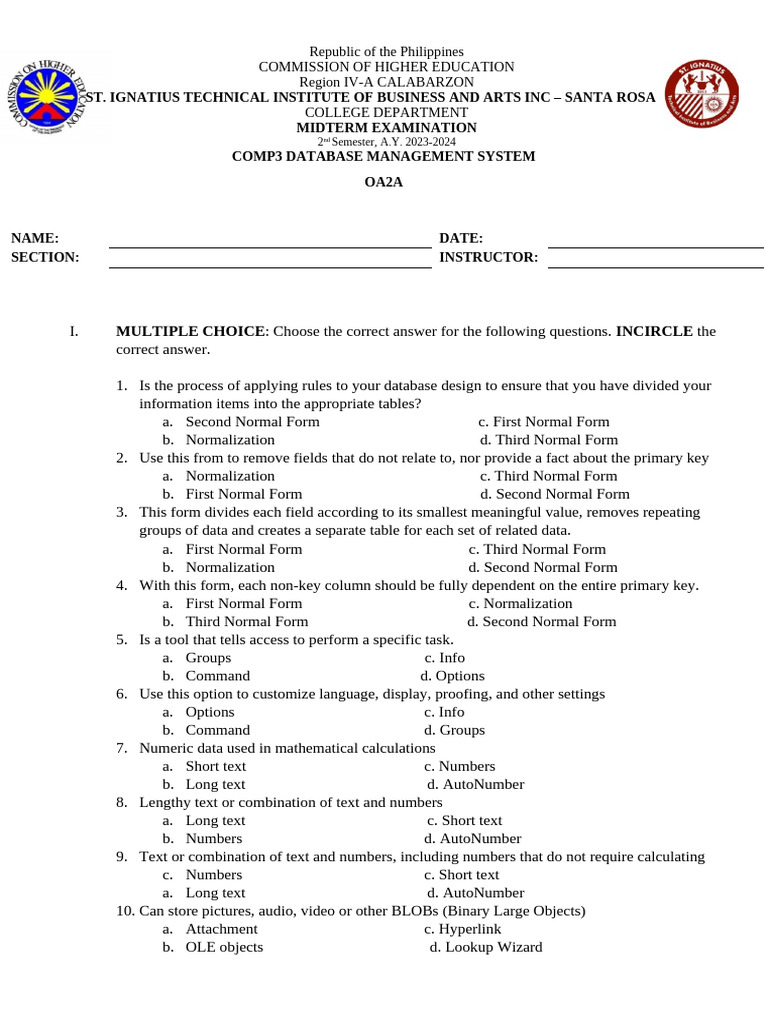 Comp3 Database Management System Pdf Databases Information Technology Management