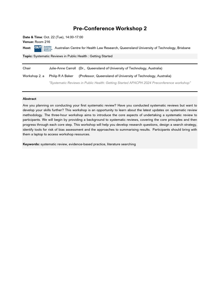 Pre Conference Workshop2 | PDF