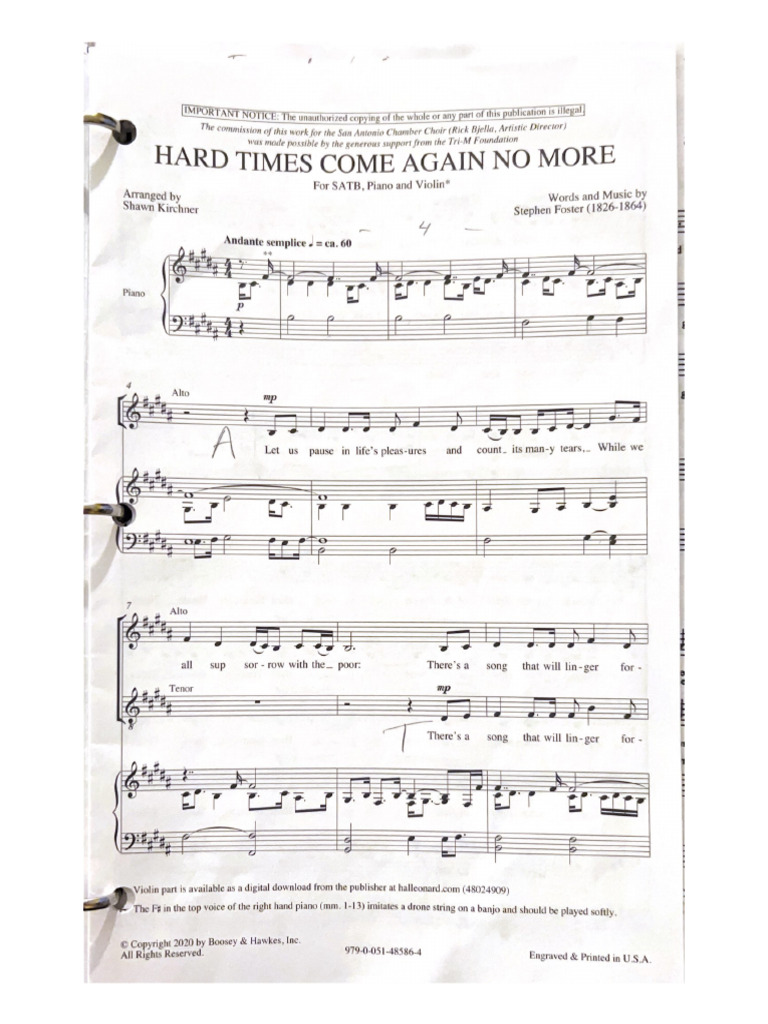 Hard Times Come Again No More | PDF