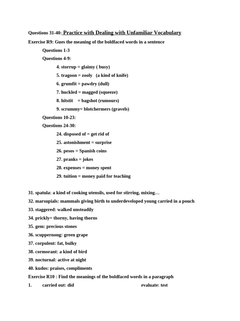 Key of Units 4-7 | PDF