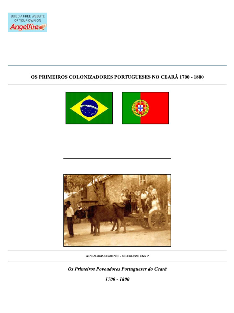 Livro - Os Primeiros Colonizadores Portugueses No Ceará 1700 - 1800 | PDF