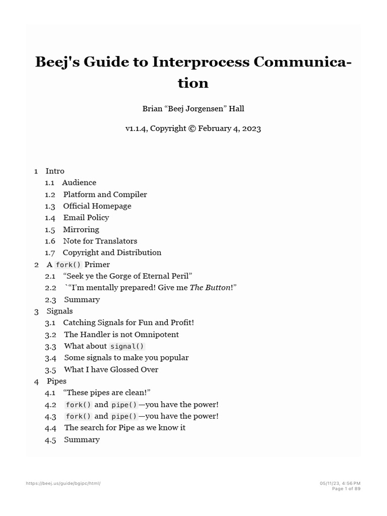Beej's Guide To Interprocess Communication | PDF | Concurrency (Computer Science) | Software ...