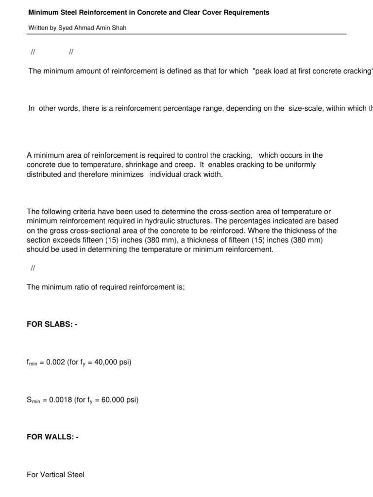 1727 - Minimum Reinforcement and Clear Cover Requirements | PDF ...