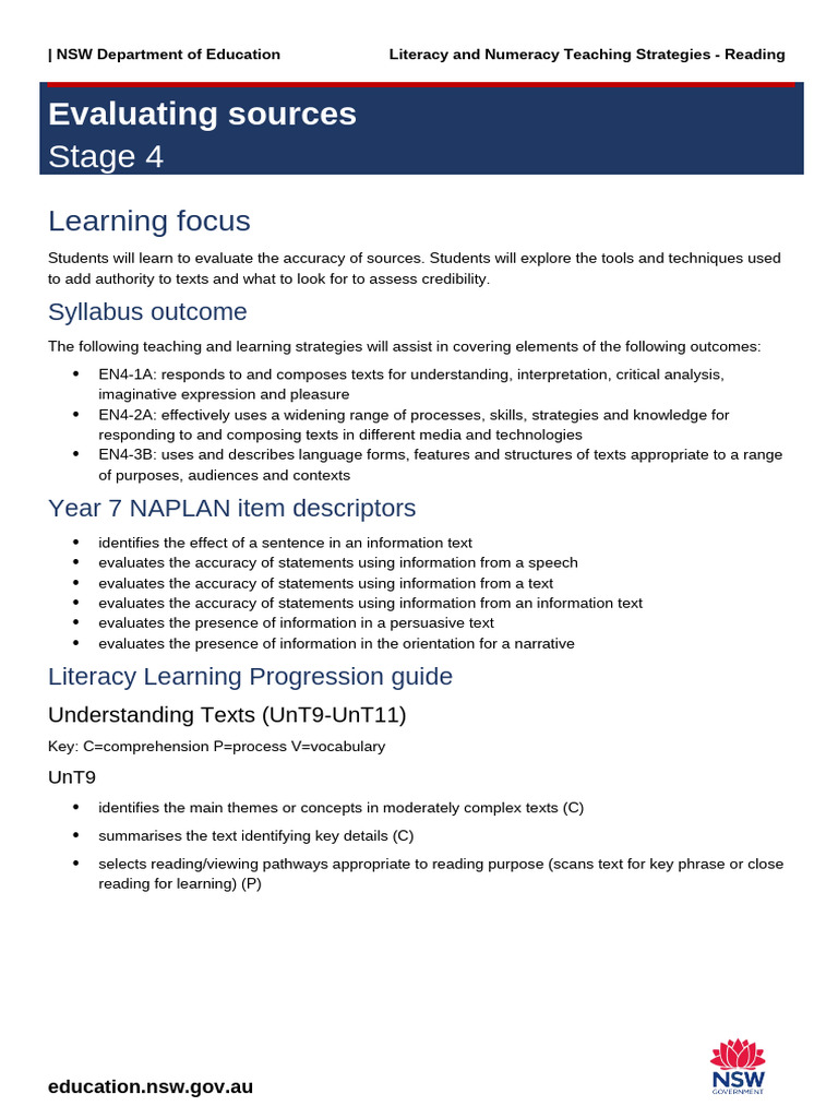 s4 Reading Evaluating Sources | PDF | Information | Cognition