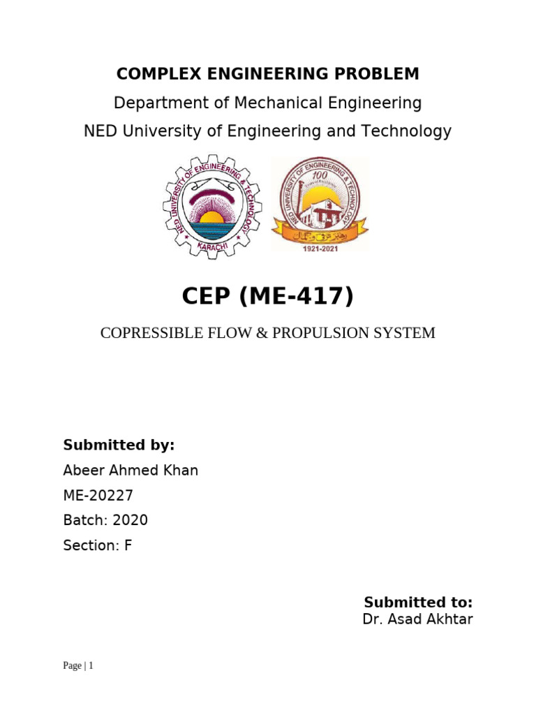 Complex Engineering Problem | PDF | Engines | Propulsion