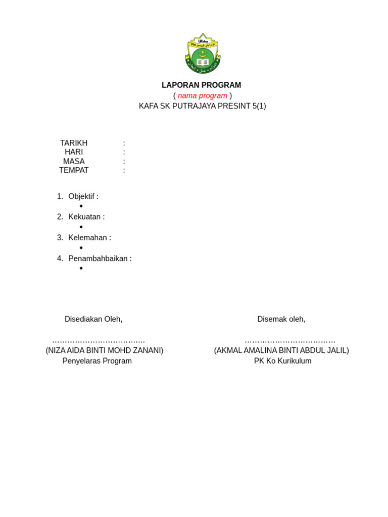 Tapak Laporan Program | PDF