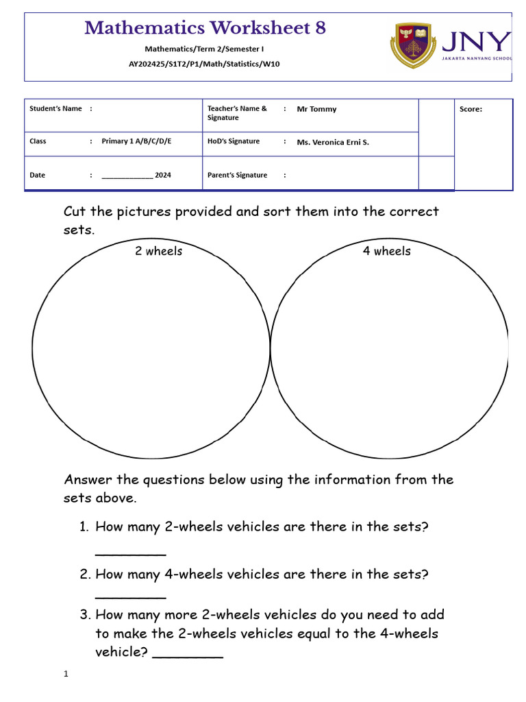 P1 - Math WS 8 - Term 2 - AY 2425 | PDF | Teaching Methods & Materials