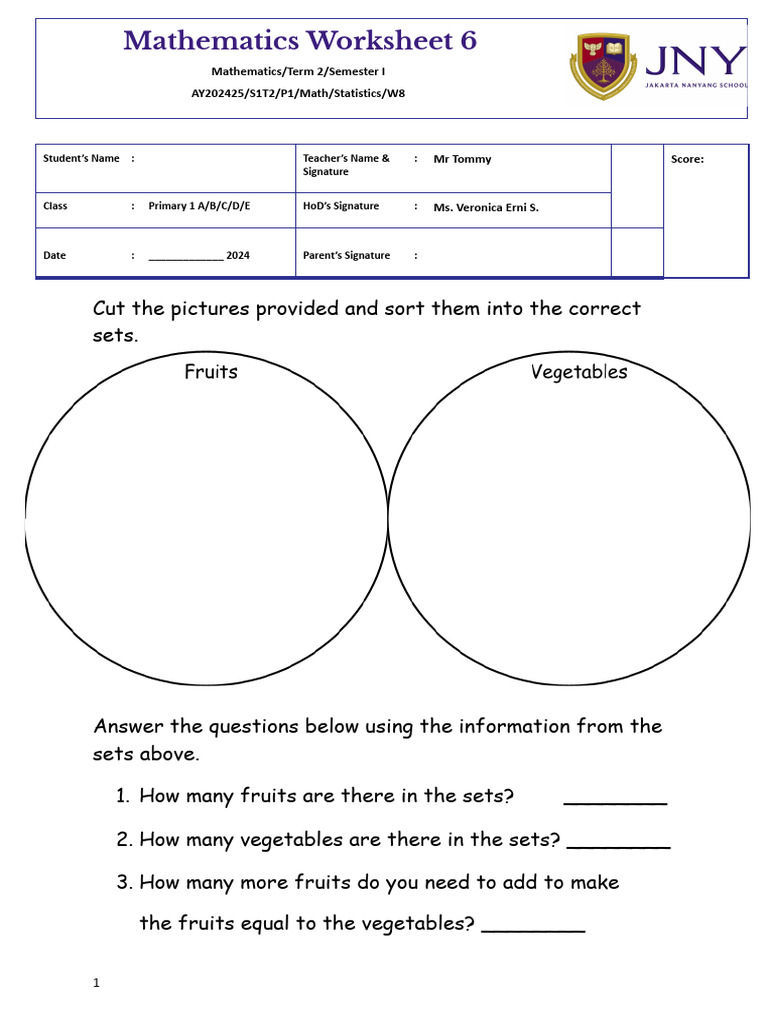 P1 - Math WS 6 - Term 2 - AY 2425 | PDF
