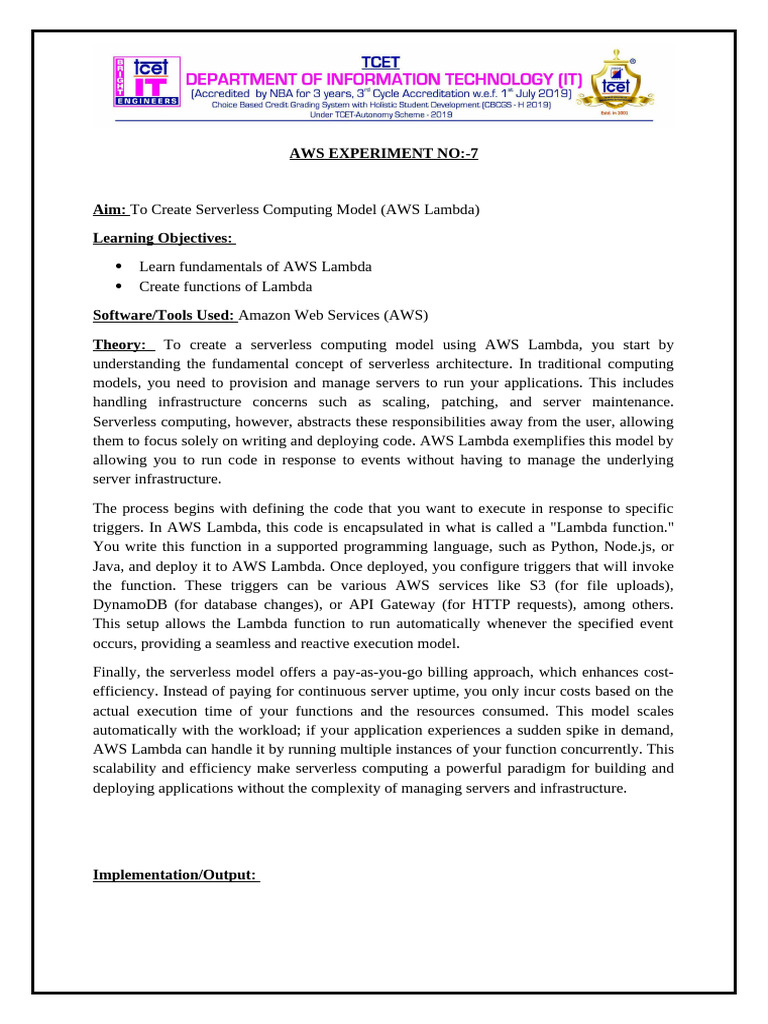 AWS EXP-7 | PDF | Computer Science | Computer Architecture