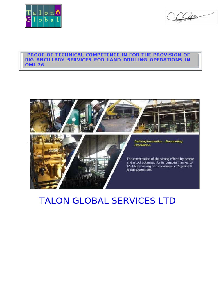 3.1.proof of Technical Competence in For The Provision of Rig Ancillary ...