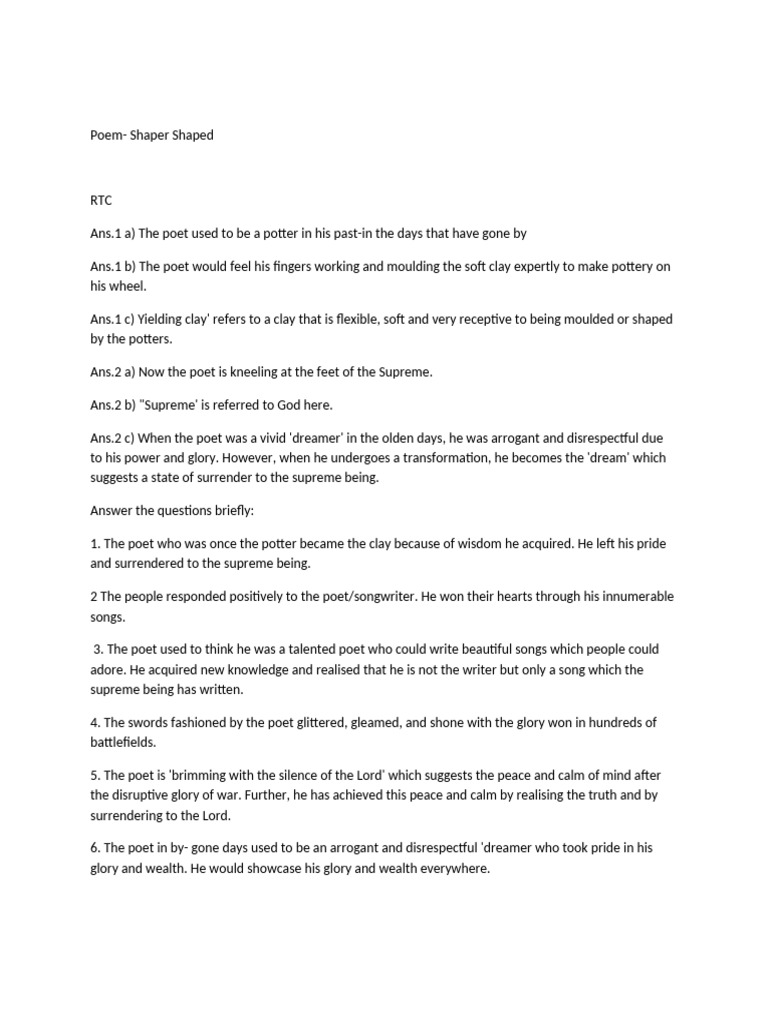 Transformation of the Poet's Identity | PDF