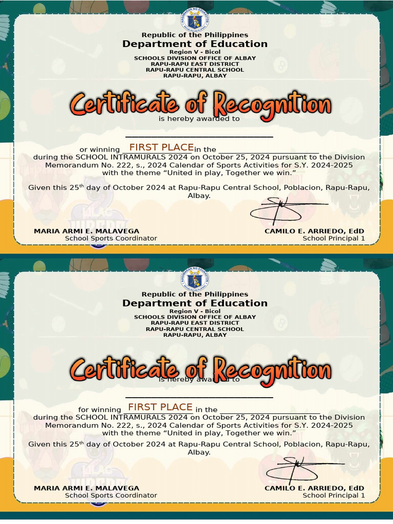 Intrams Winners | PDF