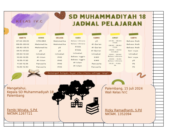 Jadwal Pelajaran Kelas IV.C SIAP PRINT | PDF