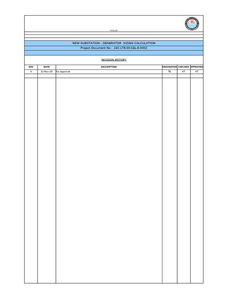 24C LT8 00 CAL E 0002 New Substation Generator Sizing Calculation | PDF ...