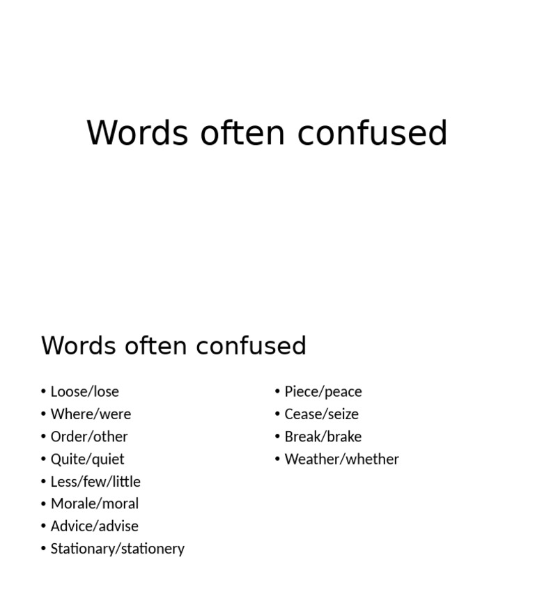 Words Often Confused | PDF | Career & Growth | Language Arts & Discipline