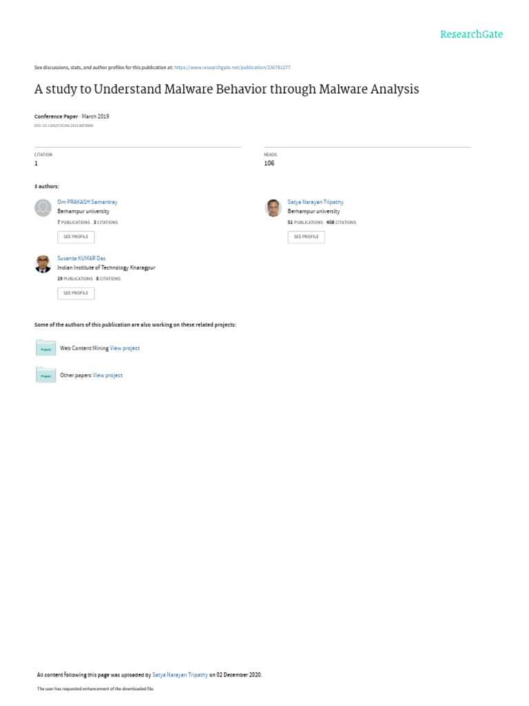 A Study To Understand Malware Behavior Through Malware Analysis | PDF | Malware | Antivirus Software