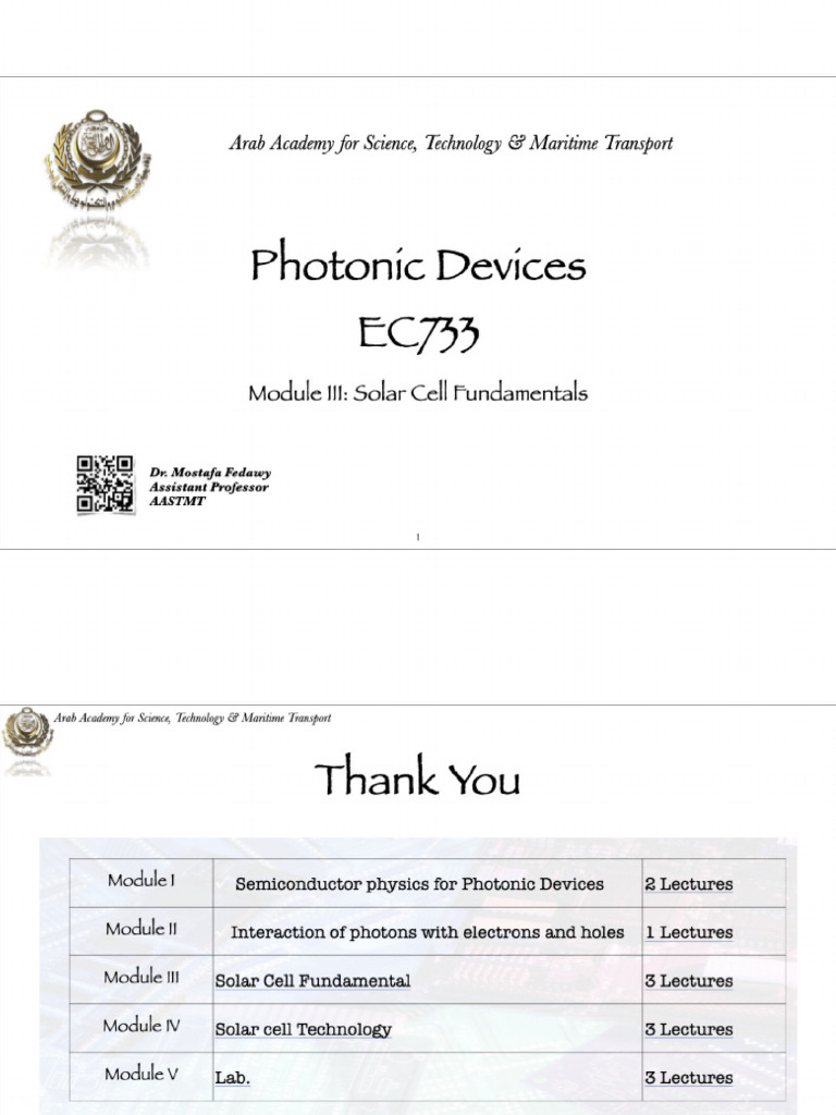 Module III Solar Cell Fundamentals | PDF