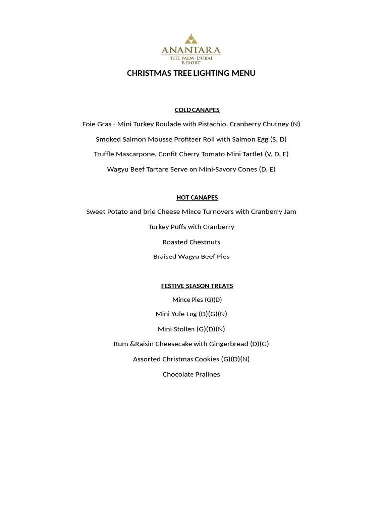 Christmas Tree Lighting Menu 2023 | PDF