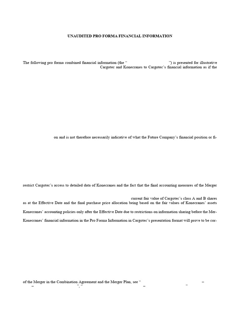 Pro Forma | PDF | Equity (Finance) | Fair Value