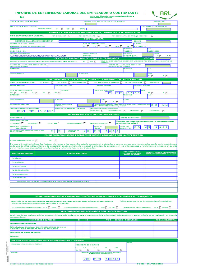 Formato Furel | PDF | Diagnostico medico | Derecho laboral