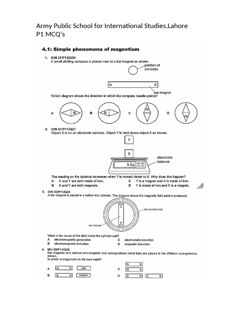 Simple Magnetism MCQS | PDF