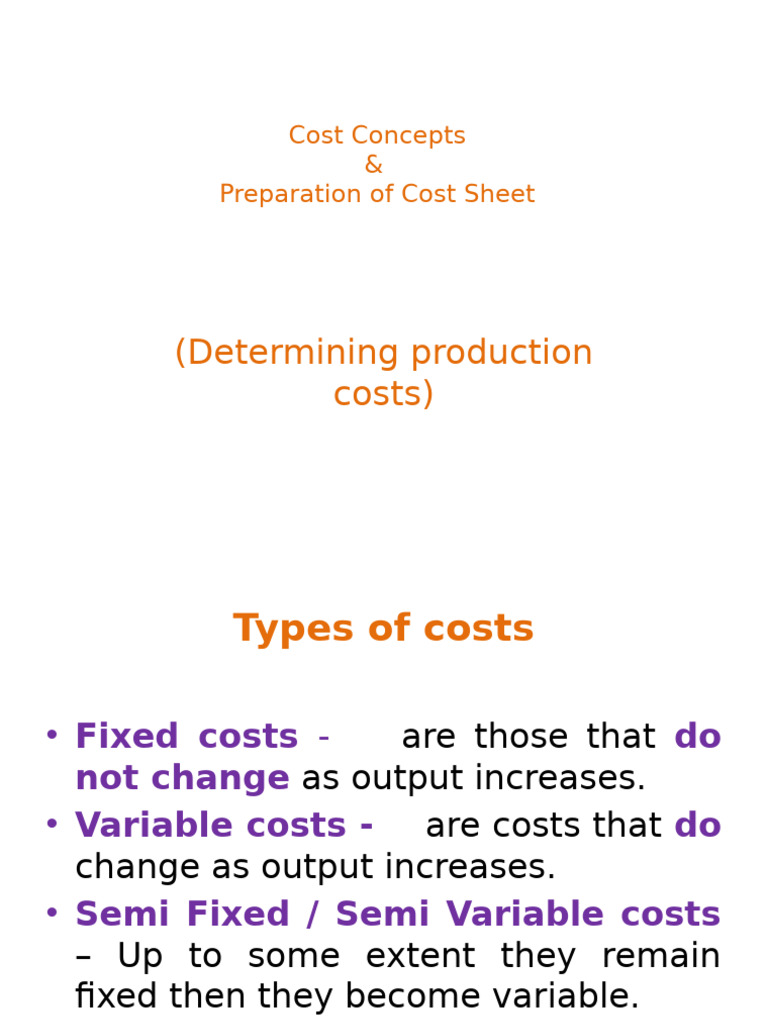 Cost Concepts & Cost Sheet - 10 | PDF | Cost | Revenue