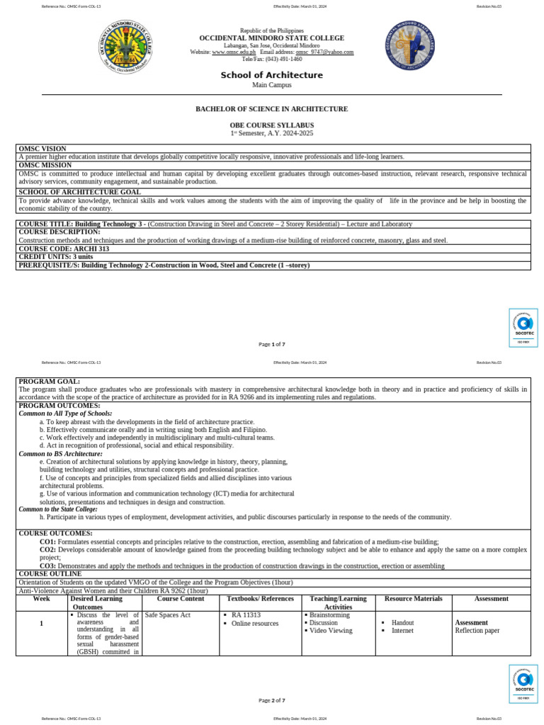 Building Technology 3 - A.y.2024-2025 | PDF | Educational Technology