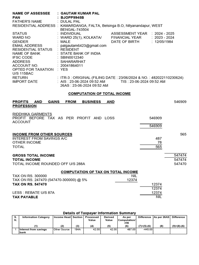 Computation of Total Income | PDF | Taxes | Income