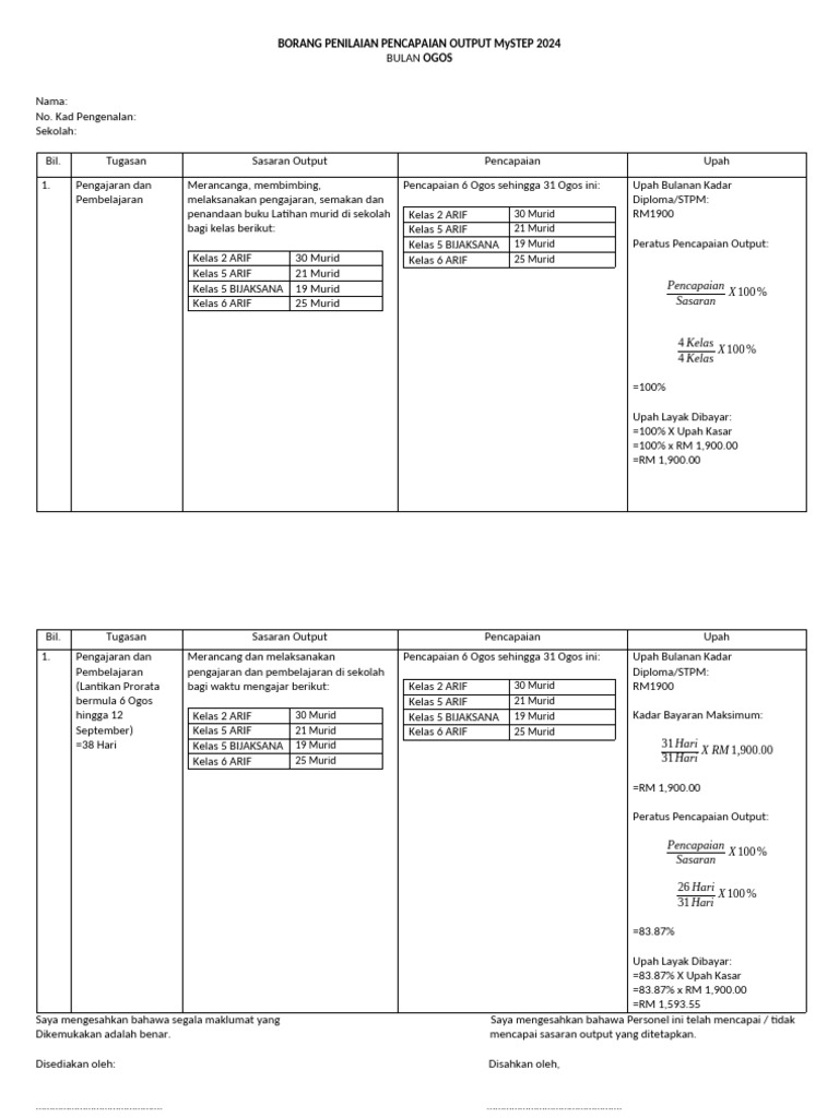 Output MYSTEP Ogos | PDF