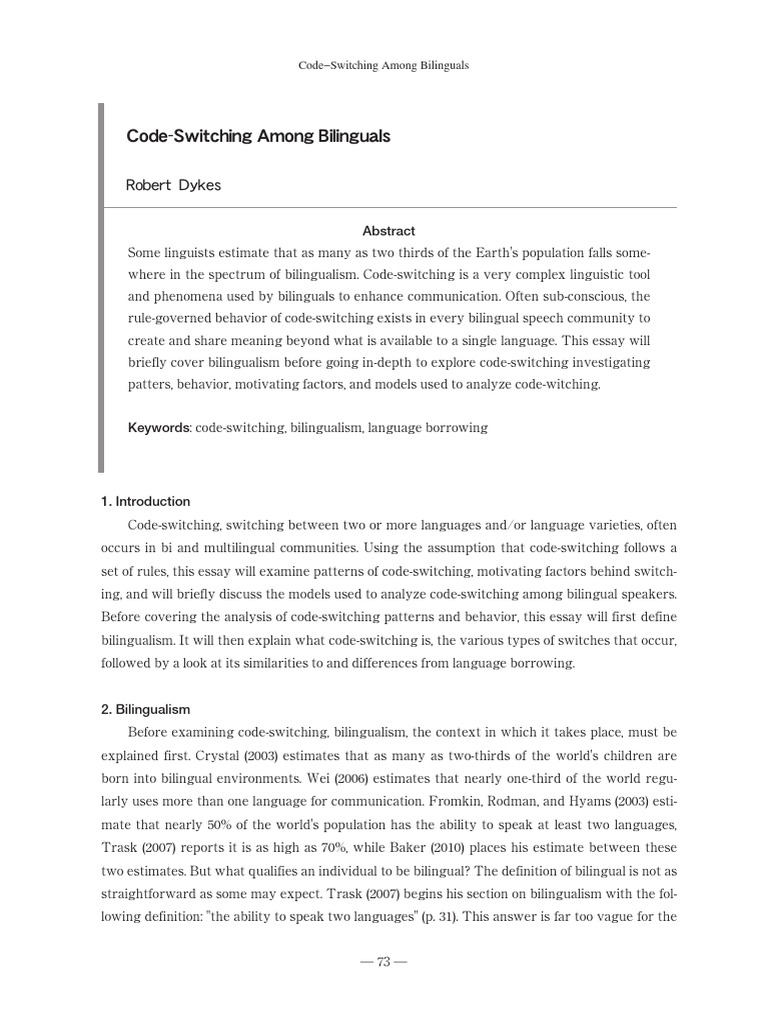 Code Switching Among Bilinguals | PDF | Social Science | Language Arts ...