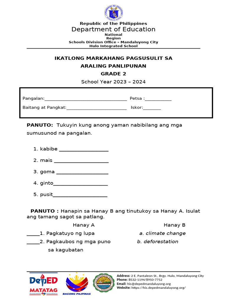 EsP2 3rd PT Q3 | PDF