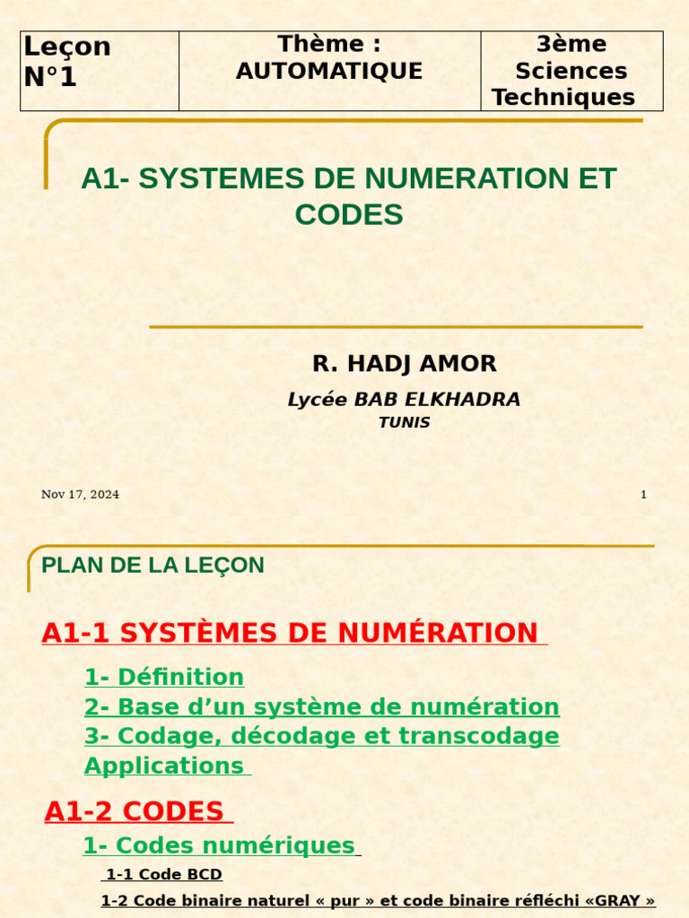 3t.systeme Numeration Et Code 30 09 2014 | PDF | Lexicologie | Code (information)