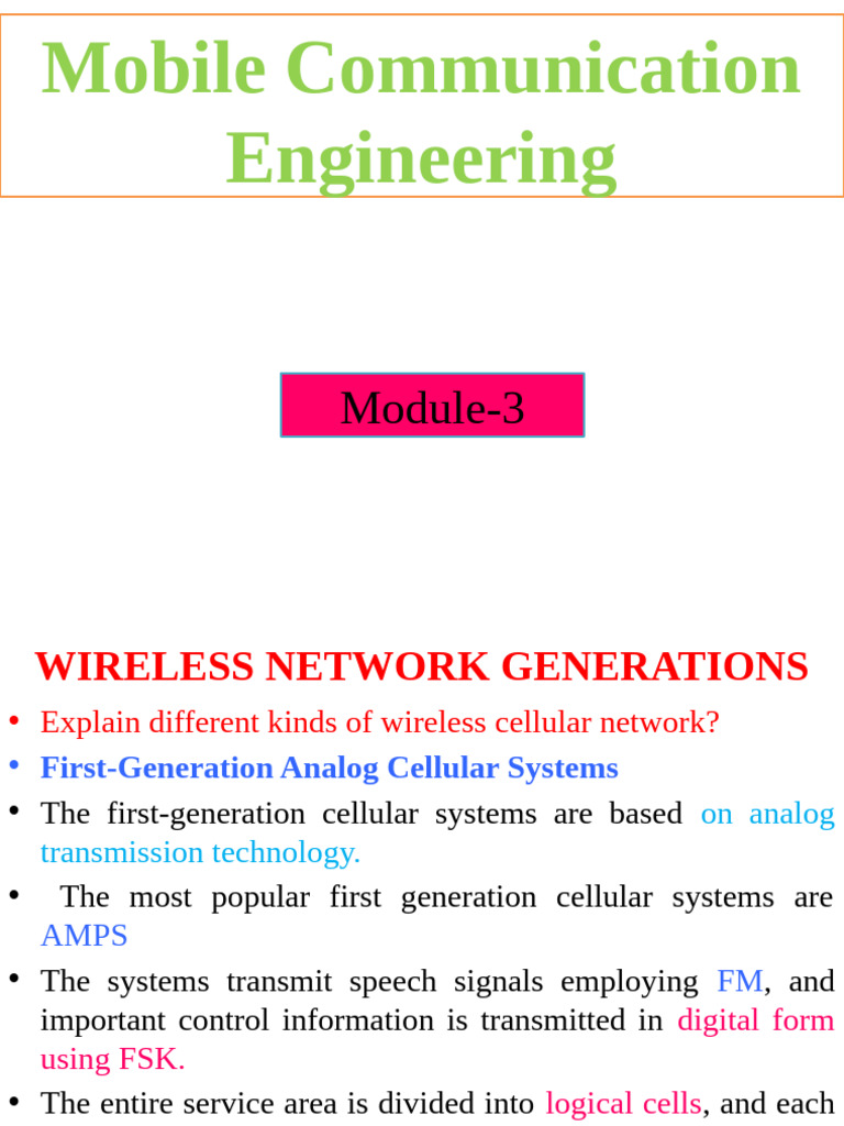 Mobile Communication Engineering: Module-3 | PDF | Cellular Network | Channel Access Method
