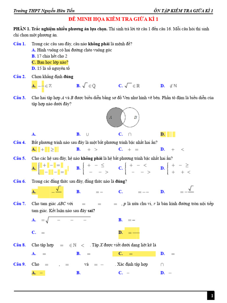 Tổng Hợp Đề Ôn Ktgk 1 | PDF