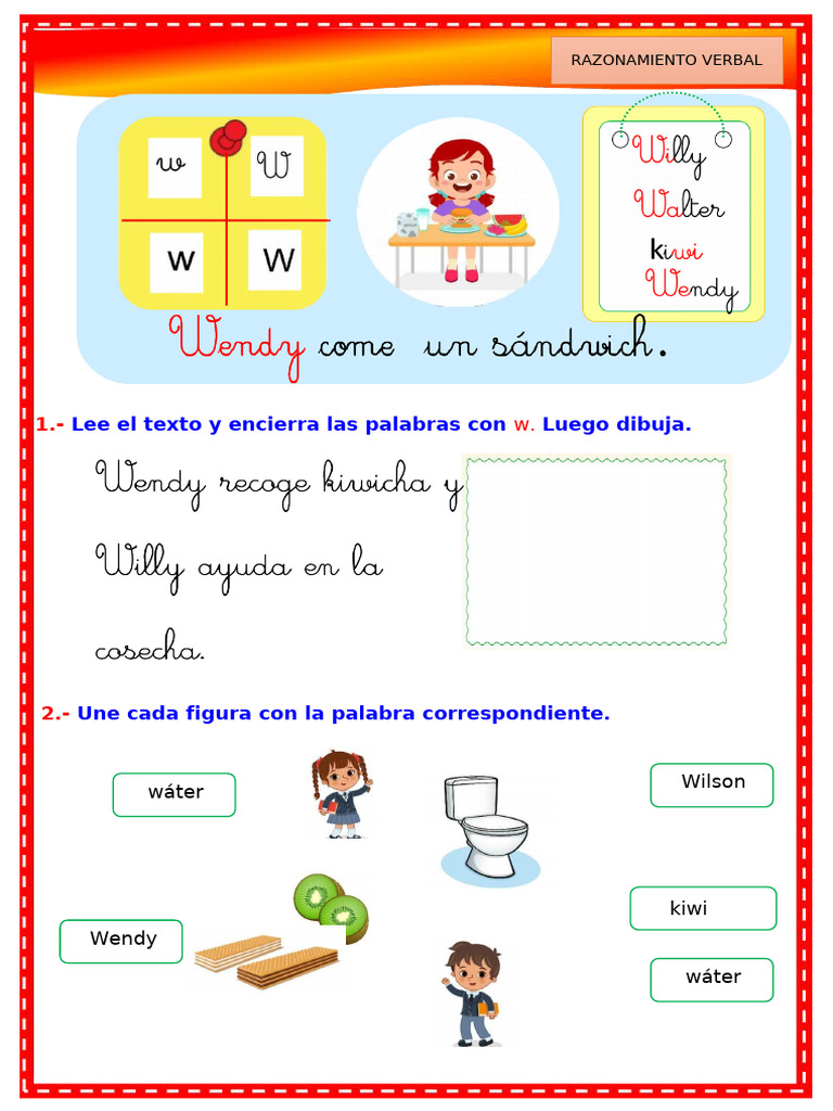 Actividades con la letra W para niños | PDF | Ficción general