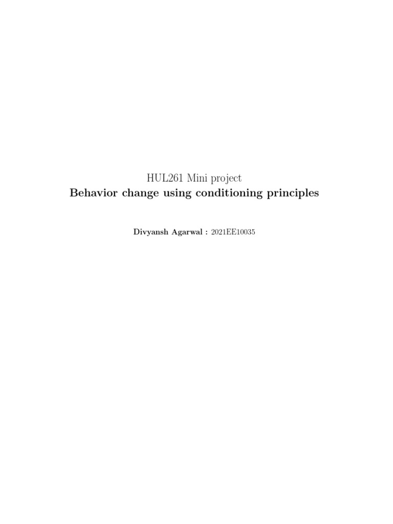 Hul Miniproject Pdf Reinforcement Psychology
