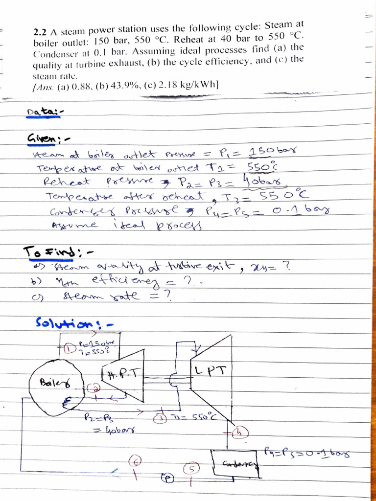 Numerical 2.2 PK Nag Unsolved | PDF | Steam Power | Energy Technology