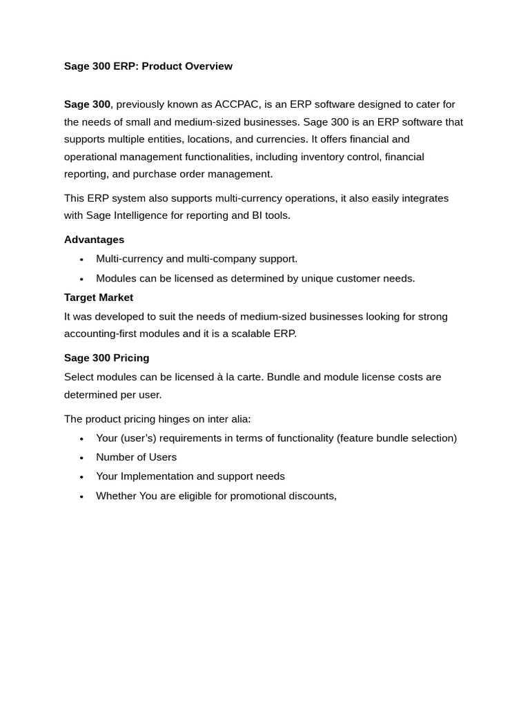 Sage 300 Erp Product Overview Pdf Enterprise Resource Planning