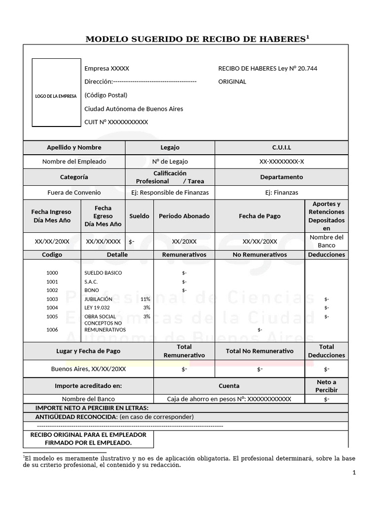 Recibo de Sueldo Fuera de Convenio | PDF | Economias | Dinero