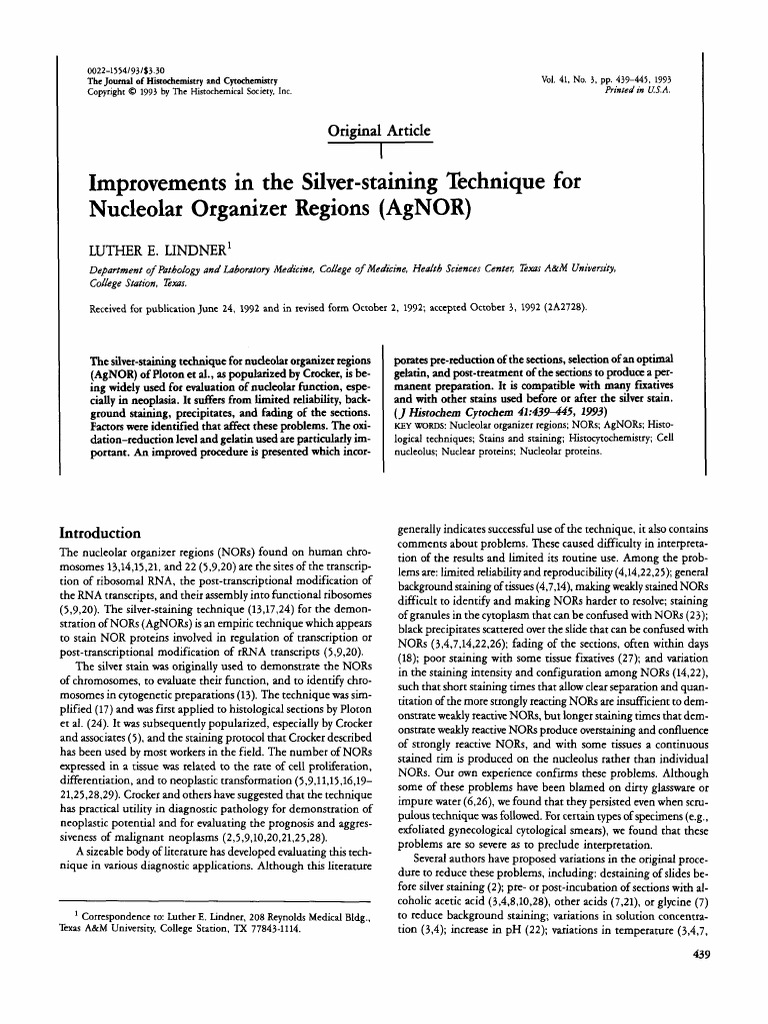 9.silver Staining Tech For NOR | PDF | Staining | Fixation (Histology)
