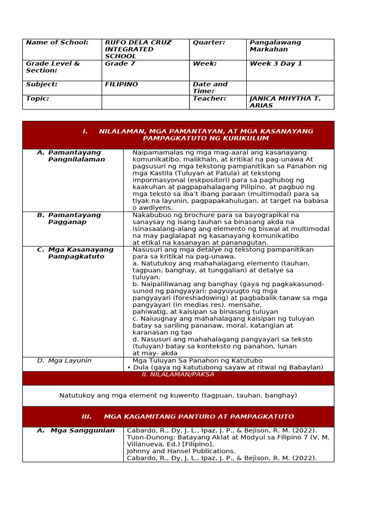 Fil7 Q2 W3 Day1 | PDF