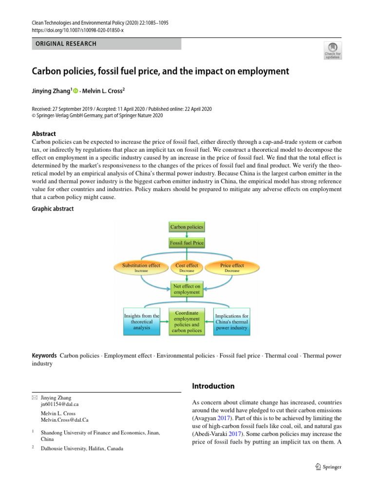 08 Carbon Policies, Fossil Fuel Price, and The Impact On Employment ...