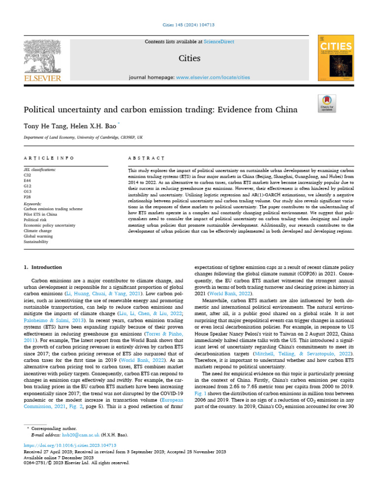 Political Uncertainty in China's Carbon ETS | PDF | Climate Change ...