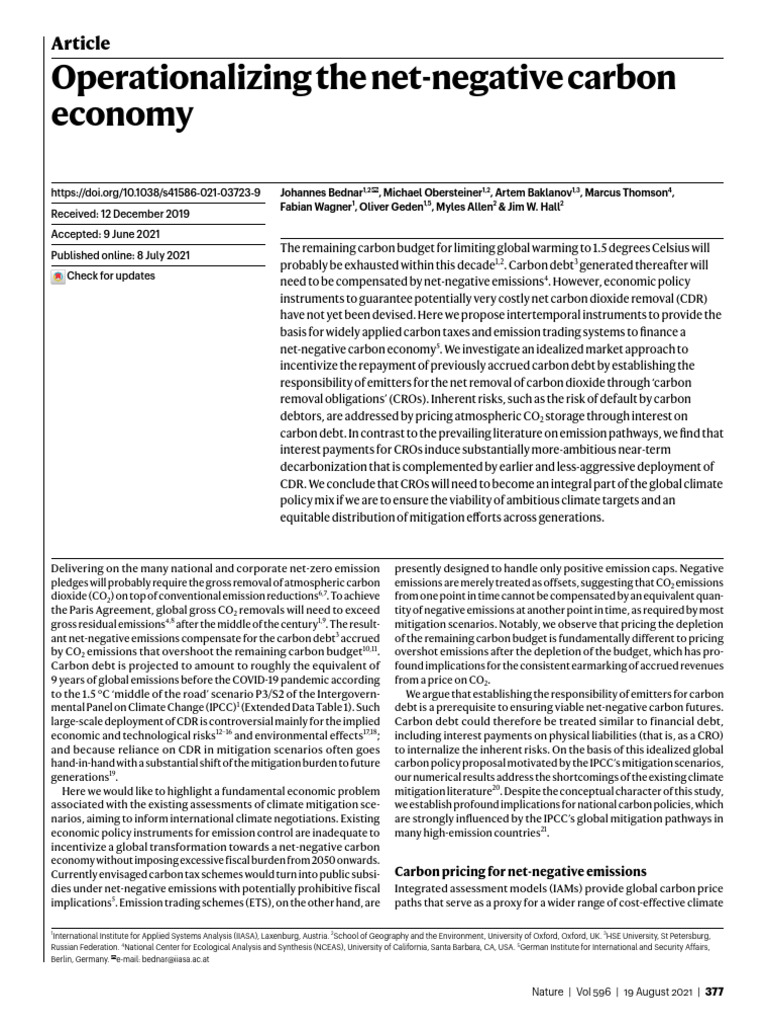 14 Operationalizing The Net-Negative Carbon Economy | PDF | Climate ...