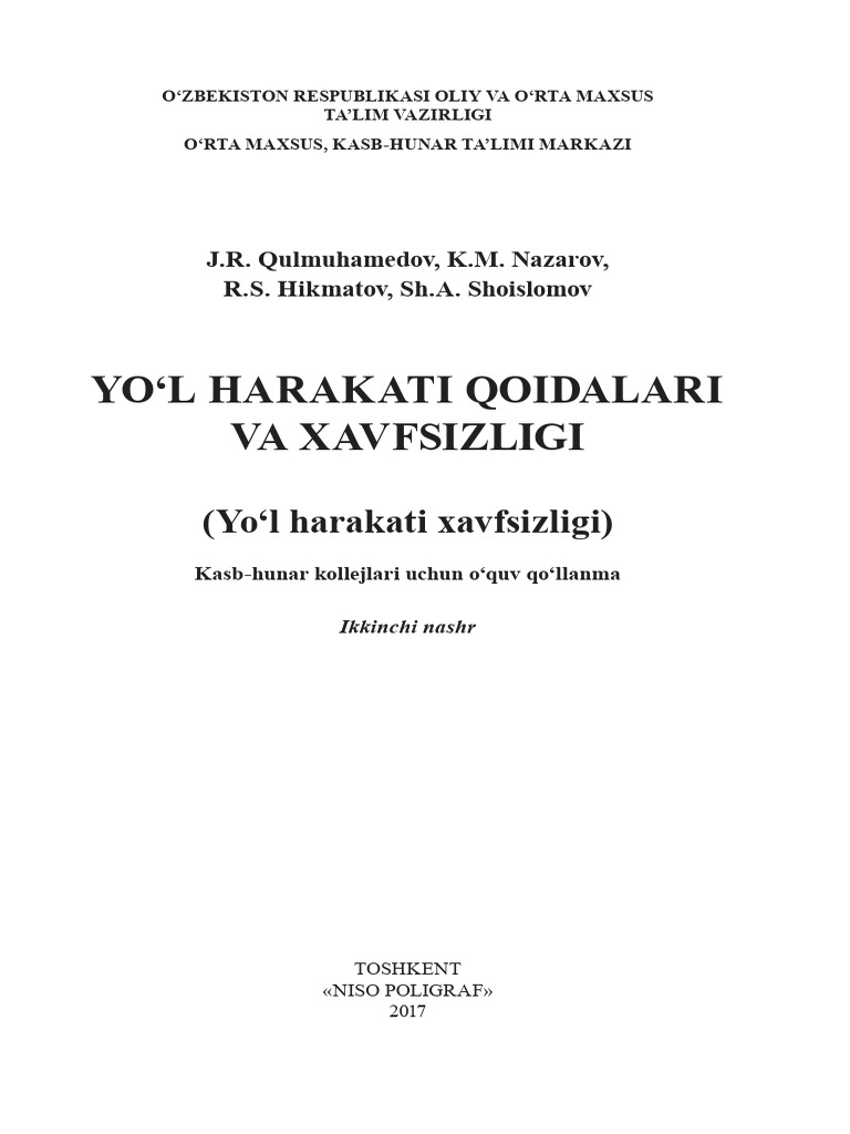 Yol Harakati Qoidalari Va Xavfsizligi Kutubxonachi - Uz | PDF