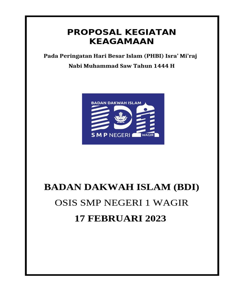 Proposal Isro' Mi'roj 2023 | PDF