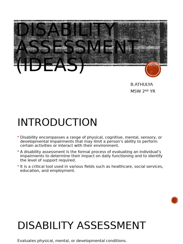 Disability Assessment Using IDEAS Guide | PDF | Disability | Mental ...