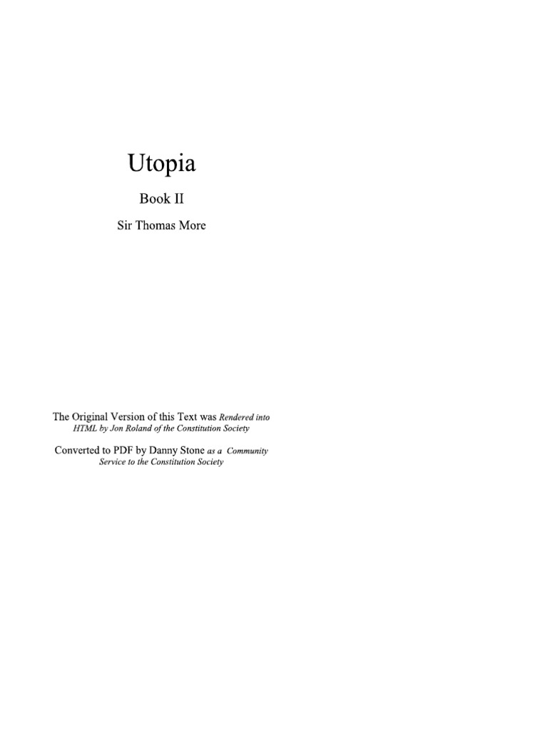 Utopia Book II | PDF