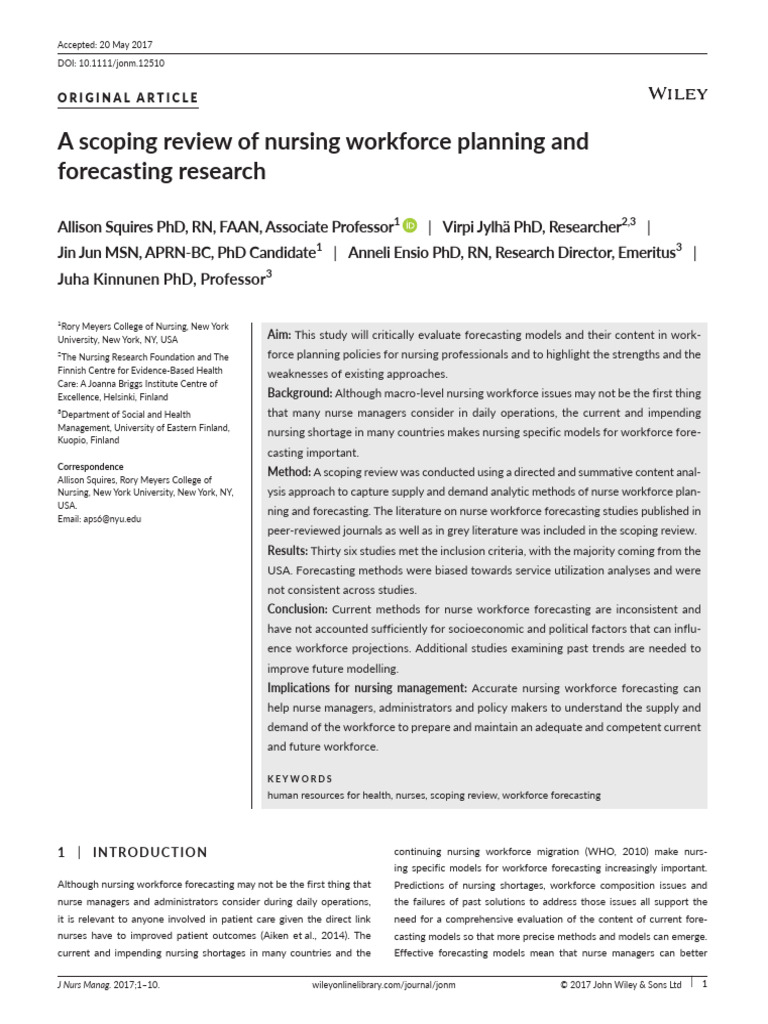 Nursing Workforce Planning and | PDF | Nursing | Forecasting